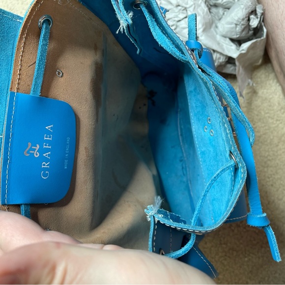Grafea | Bags | Grafea Blue Leather Backpack | Poshmark